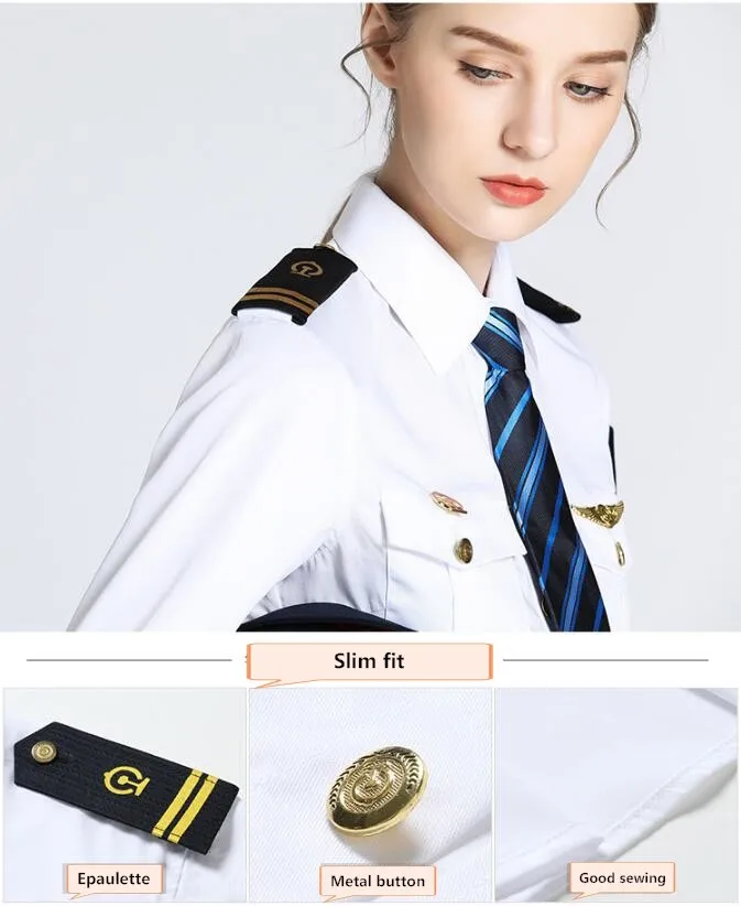 Railway Train Waitress Hostess Uniform Shirt - White