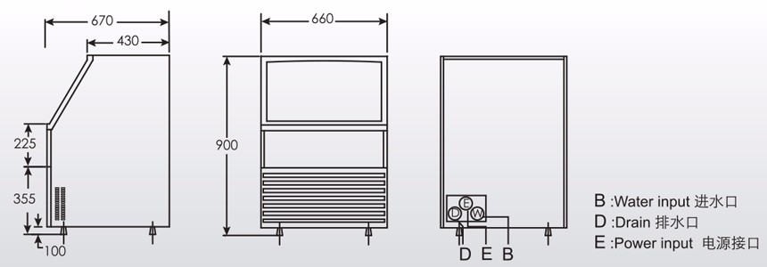 130kg/24h High Effective Commercial Ice Making Machine For Restaurant ...