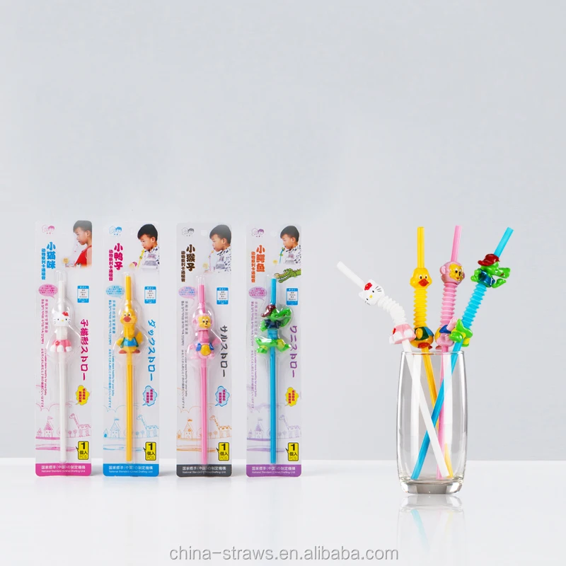 Creative Cartoon Flexible Animal Novelty Reusable Straws PP Bar ...