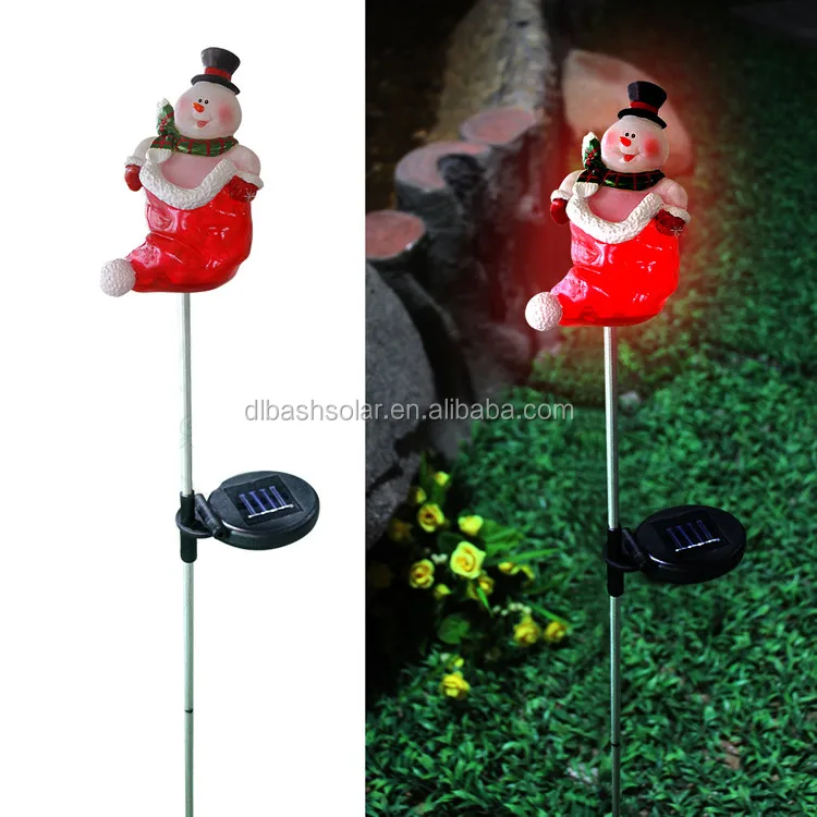 Santa Claus Snowman Solar Lighted Yard Stakes Outdoor Christmas Holiday ...