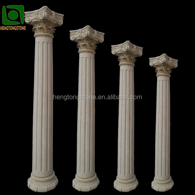Cons Hand Carved Beige Marble House Building Collins Style Roman Column ...
