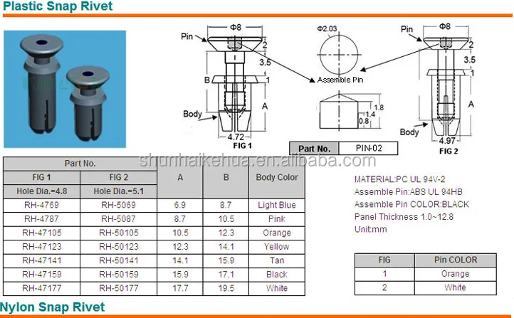 Standard Size Plastic Fan Snap Rivet/rubber Rivet - Buy Plastic Fan ...