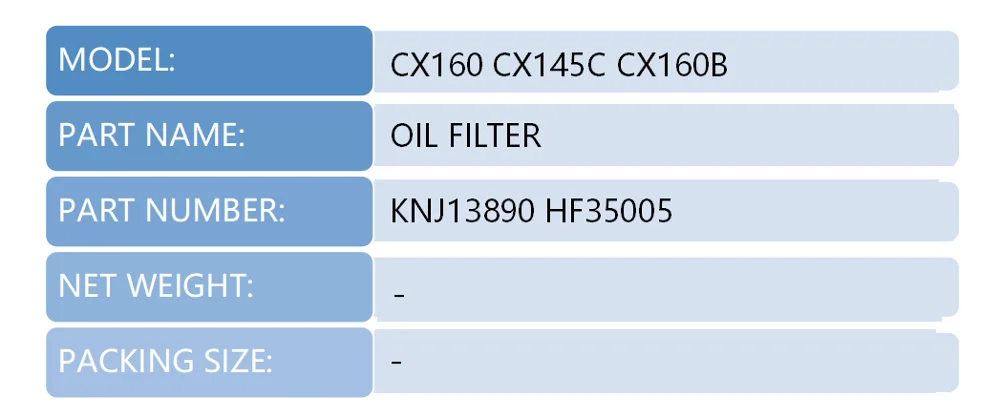 CX160 CX145C CX160B 用于 KNJ13890 HF35005 的液压油过滤器| Alibaba.com