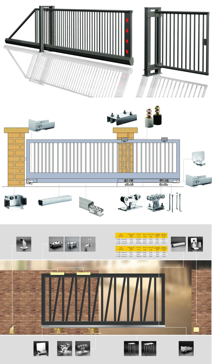 Adjustable Cantilever Sliding Gate Wheel & Roller - 8 Wheels