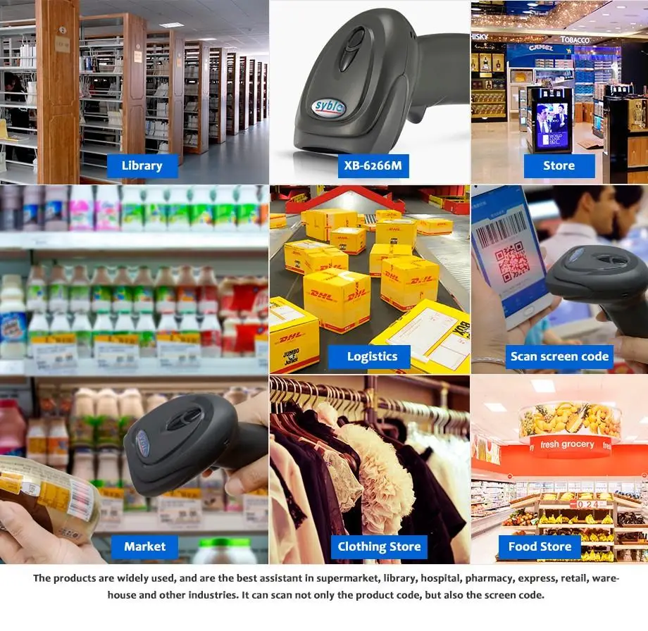 XB-6266M Auto-Scanning QR Code Scanner with Stand - Syble