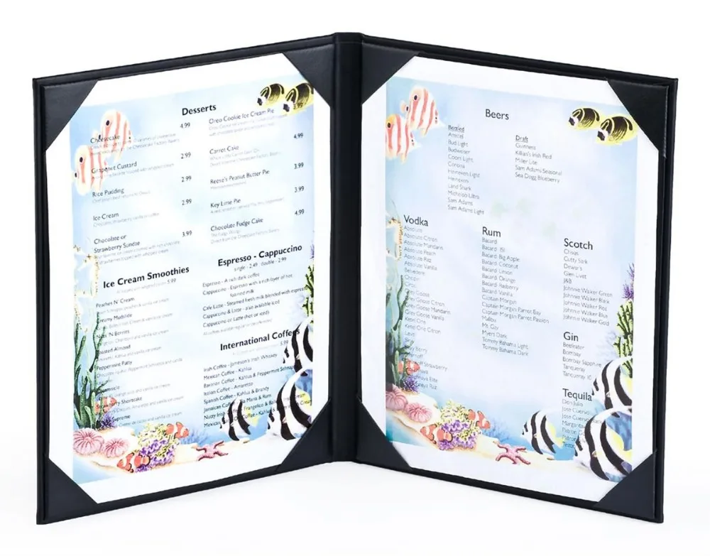 Customized Size Restaurant Leather Menu Card Holder