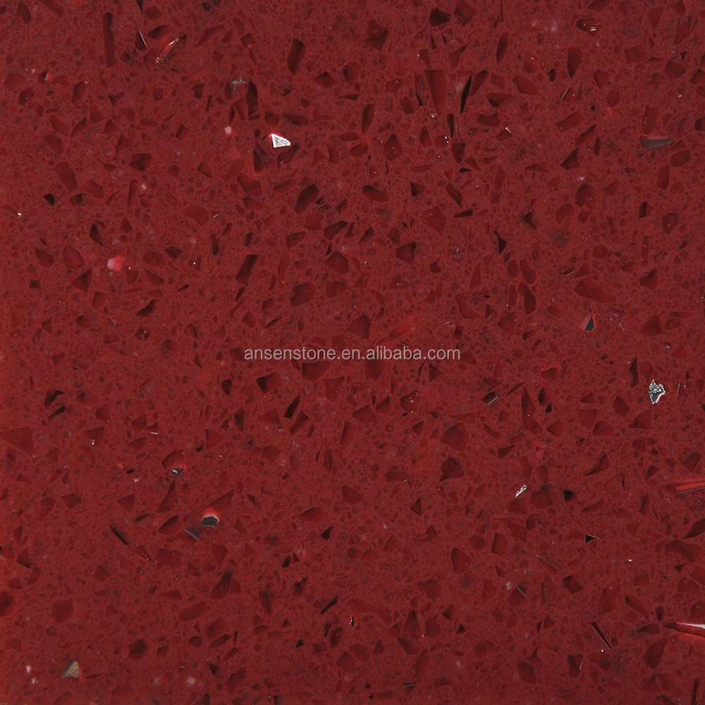Us Standard Red Color Quartz Stone Quartz Countertop With Mirror By ...