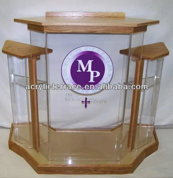 Acrylic Church Service Lectern Pedestal Podium Pulpit Rostrum Furniture ...