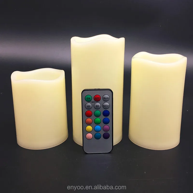 12 Color Changing Flameless Led Candle With 18 Keys Timer Remote ...