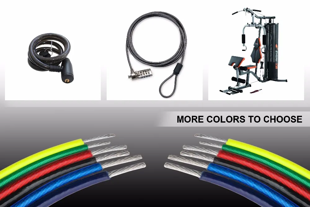 Durable Black Tpu Coated Wire Rope Gym Cable 6.0mm For Fitness - Buy ...