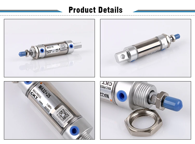 Miniature Adjustable Stroke Pneumatic Cylinders Air Cylinder Guide Rod ...