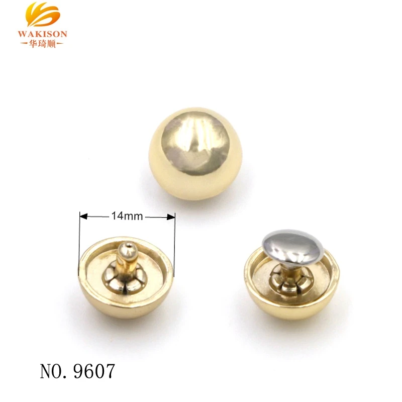 Fashion 14mm Metal Die-cast Dome Rivet For Bag Feet And Purse Feet ...