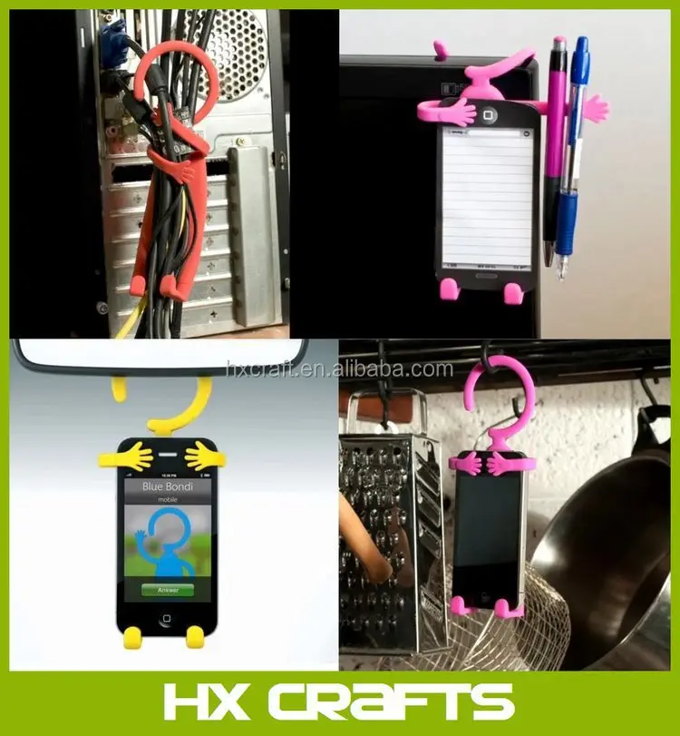 Portable Car Tools Phone Holder Mount Stand Funny Man Shape Silicone ...