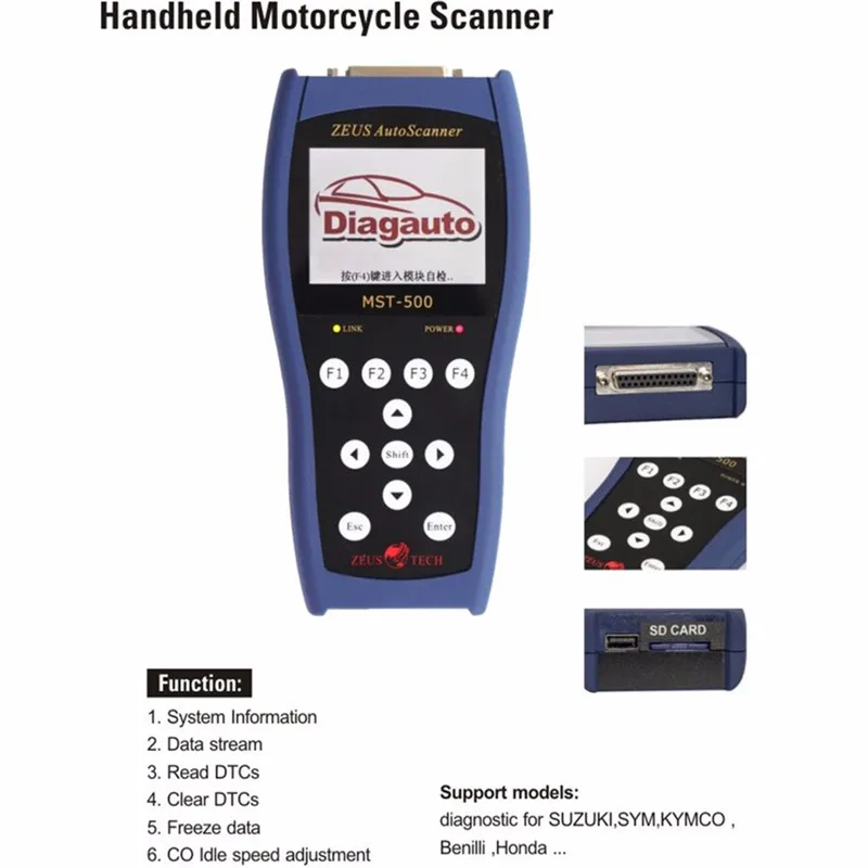 MST500 Portable Motorcycle Diagnostic Scanner for Asian Brands