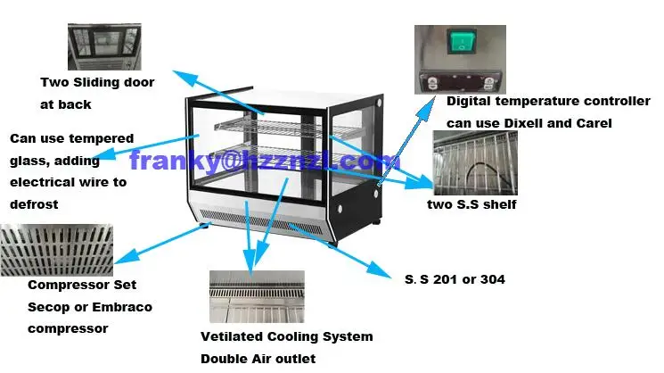 Countertop Refrigerated Display Chiller 1200mm Gn-1200rt Square Glass ...