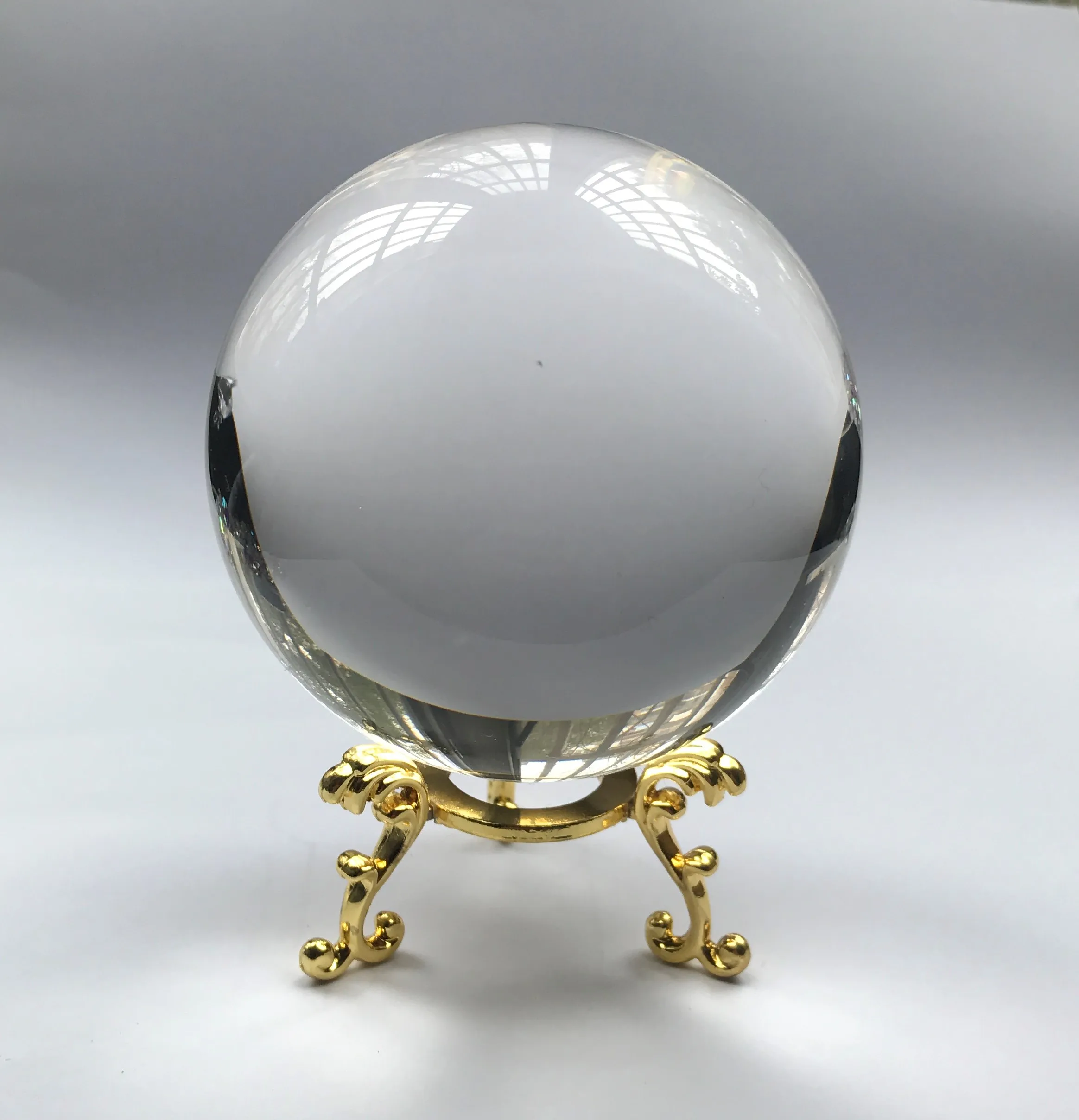80MM Clear K9 Crystal Lensball with Gold Plate Stand