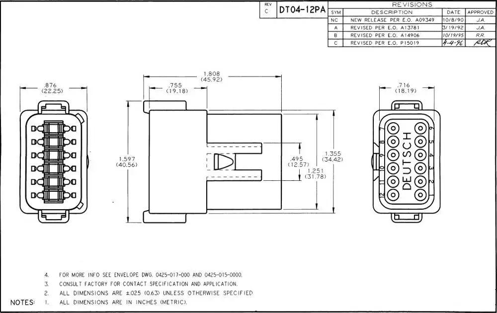 12 Pin Male Dt Car Electrical Deutsch Connector Dt04-12p/dt04-12pa/at04 ...