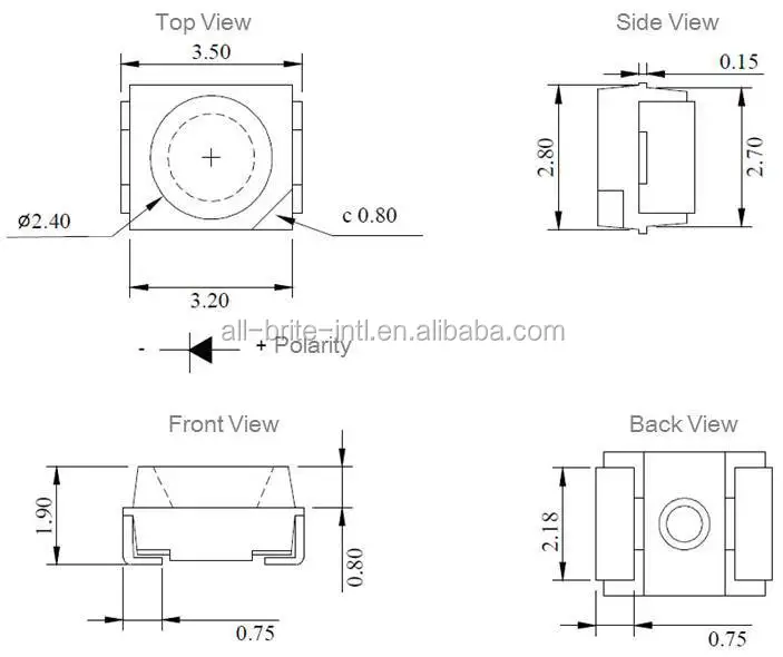 Plcc 2 Epistar 3528 Yellow Green Smd Led Chip Specifications Datasheet ...
