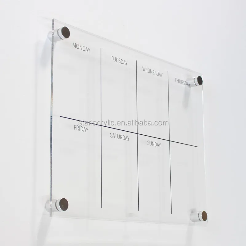 Clear Acrylic Weekly Calendar Perspex Weekly Wall Planner - Buy Acrylic ...