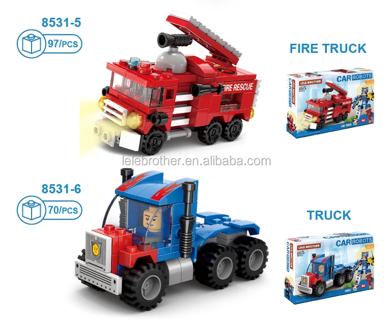 Brick Toy Ambulance Police Car Fire Truck Transform Robot