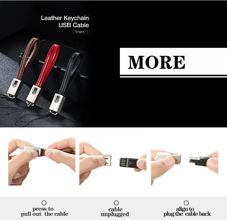 Hot-selling Multi Usb Charging Cable Leather Keychain Usb Cable Key ...