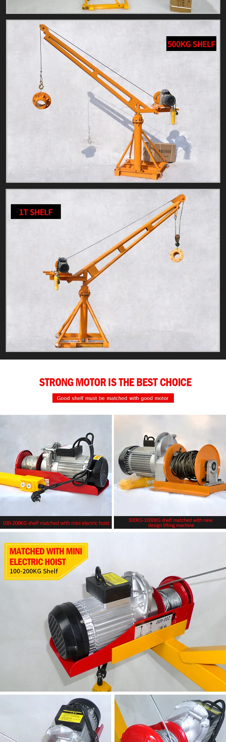 200kg 300kg 500kg 800kg 1000kg Hand Operation Mini Crane Portable Small ...