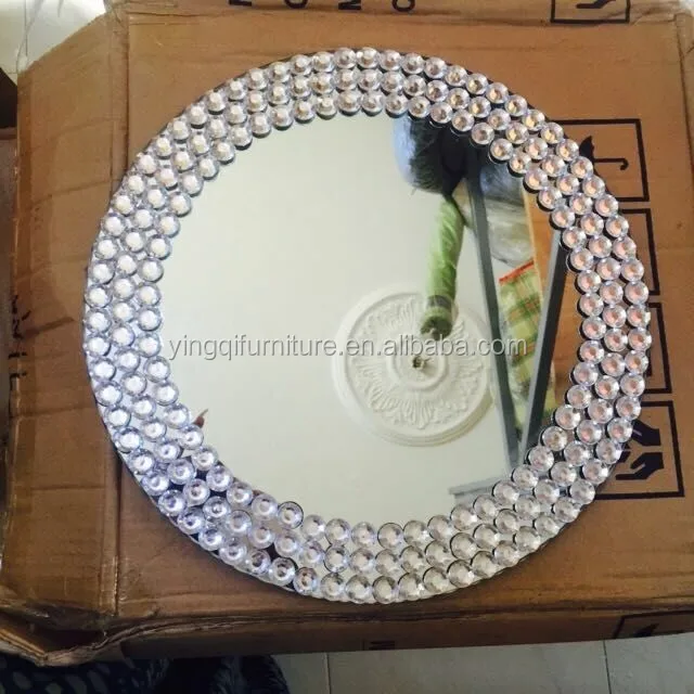 Diamond Beaded Glass Mirror Plates For Wedding Tables - Buy Glass ...