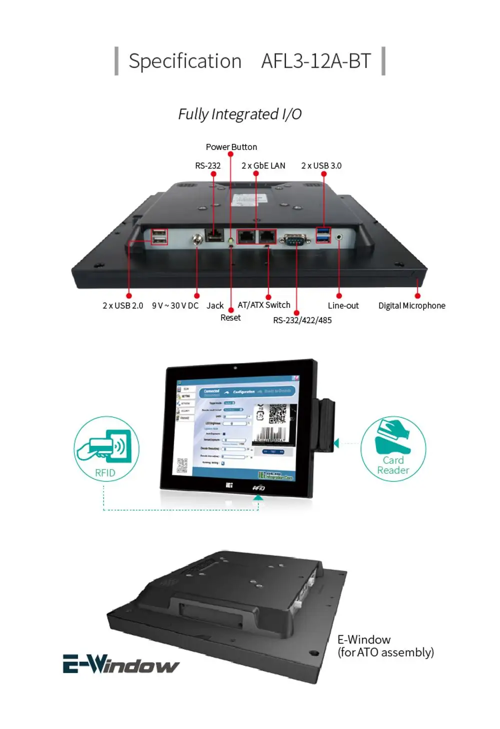 Iei Afl3-12a-bt 12.1 Inch Ip64 Compliant Front Panel Touch Screen All ...