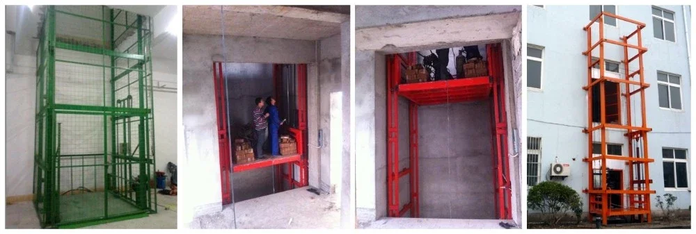 500kg Fixed Vertical Guide Rail Elevators Hydraulic Warehouse 100kg ...