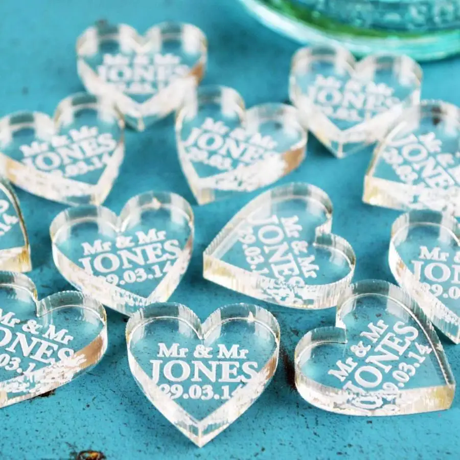 Personalized Heart Wedding Favors Acrylic Laser Cutting Blocks Handmade ...
