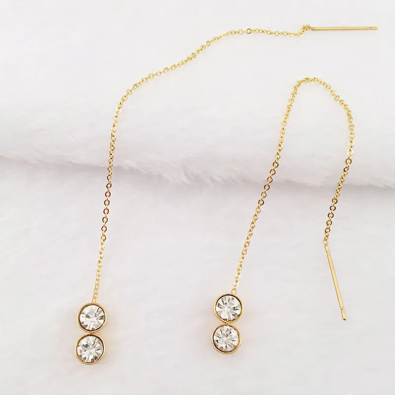 Simple Gold Earring Designs For Women Tiny Long Chain Earrings ...