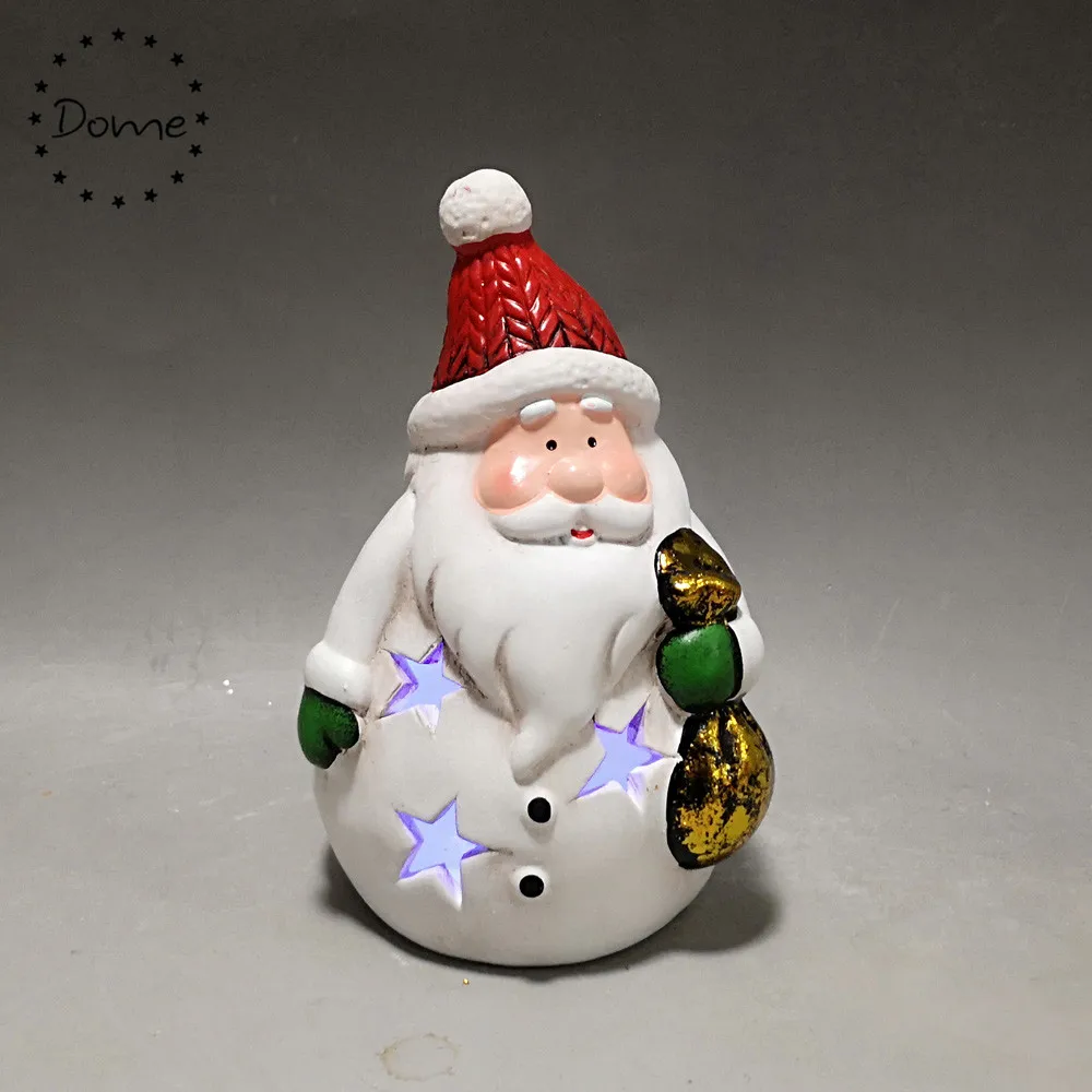 Colorful Santa Claus Snowman Ceramic Christmas Decor With Led Light ...