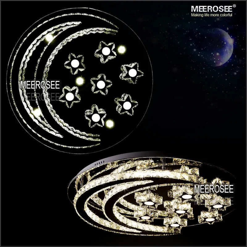 Meerosee Romantic Led Ceiling Lamps Moon And Star Shape Crystal Ceiling ...