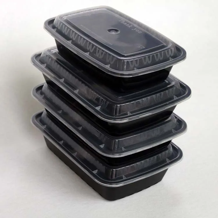 800ml Pp American Black Disposable Rectangular Lunch Box Food Container ...