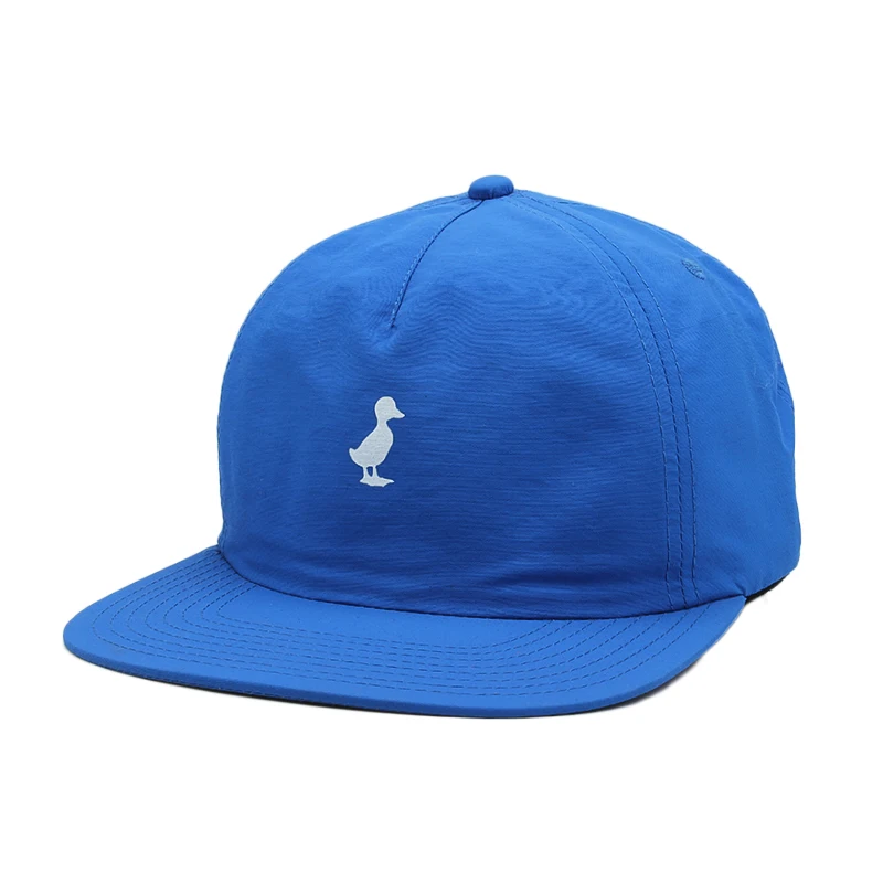 5 Panel Black Color Unstructured Snapback Caps Nylon