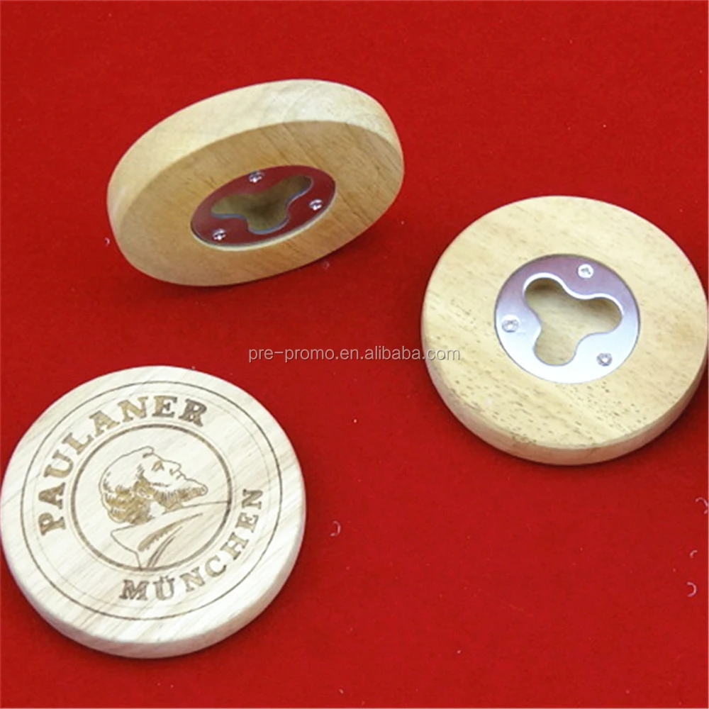 70mm Stainless Steel And Wood Round Bottle Opener - Buy Round Bottle ...