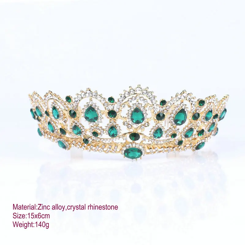 Hot Sale Grace Braut Grün Blau Kristall Strass Gold Krone Kopfschmuck ...