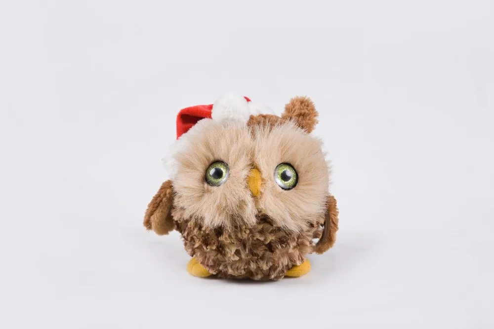 Wholesale Stuffed Brown White Owl Plush Toy With A Red Santa Hat For ...