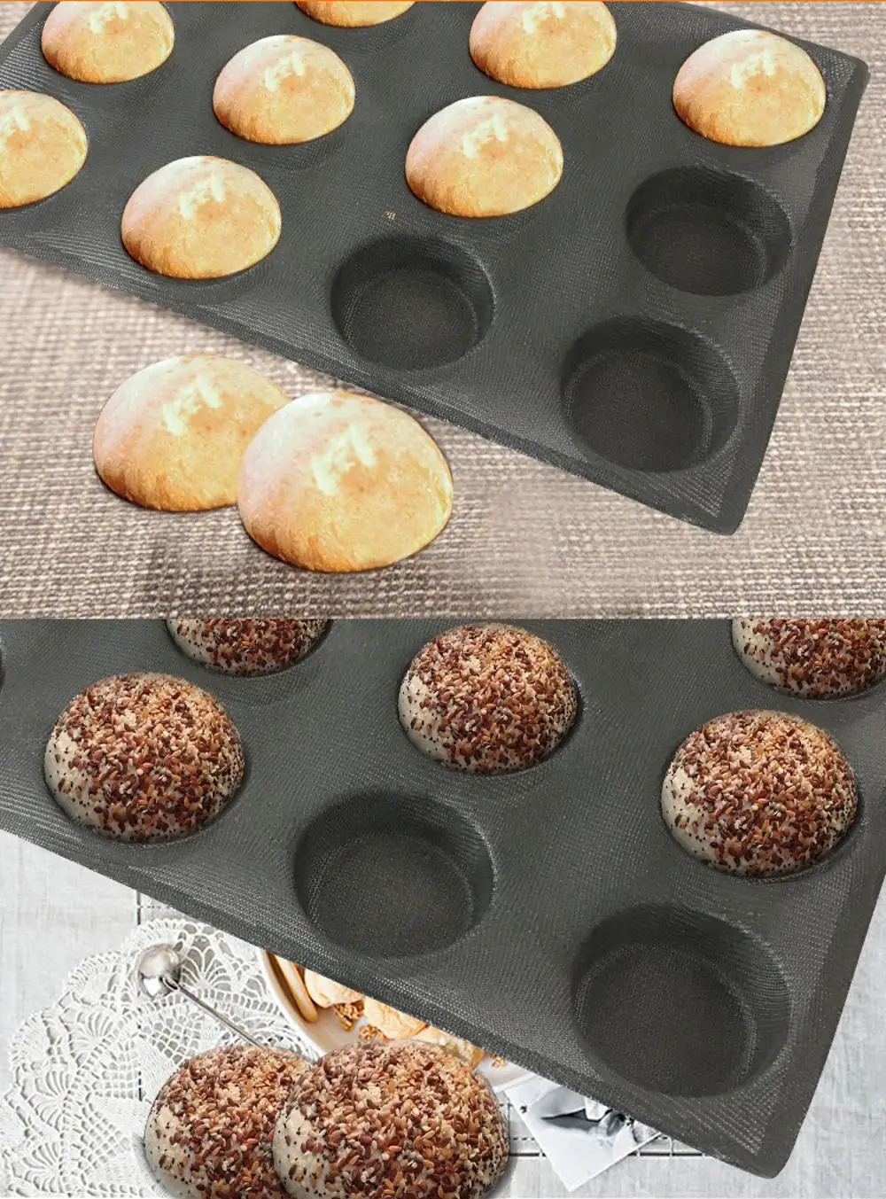 Silicone Bun Bread Baking Forms Perforated Non Stick Silicone Molds For ...
