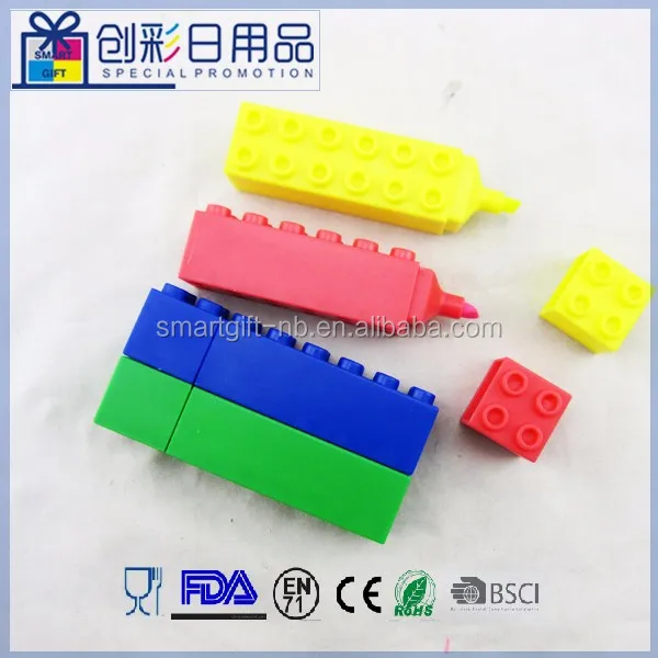 Custom Stationery Promotional Gift Highlighter Pens Mini Building Block ...