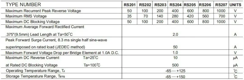 2A 600 V 桥式二极管 RS205 桥式整流器| Alibaba.com