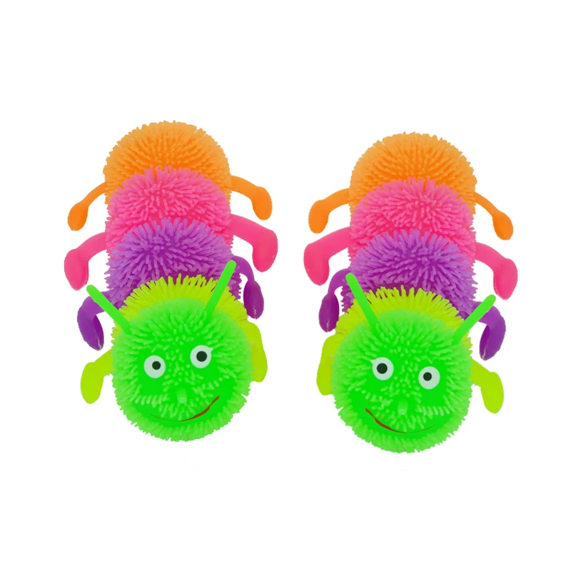 New Five Part Soft Squishy Worm Animal Puffer Ball Led Flashing Ball