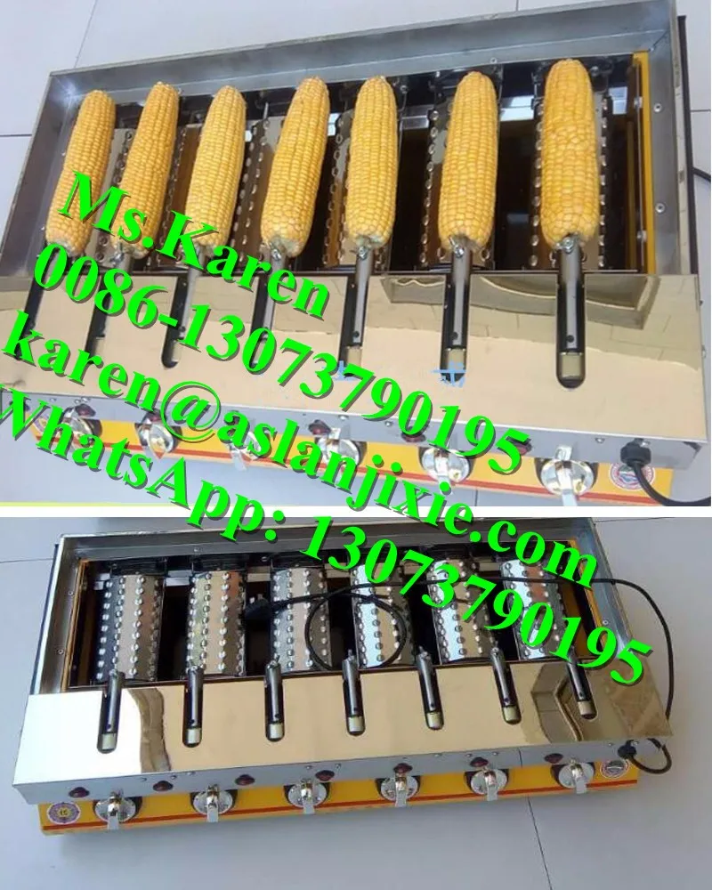 Gas Type Electric Type Grilled Corn Machine / Commercial Corn Roaster ...