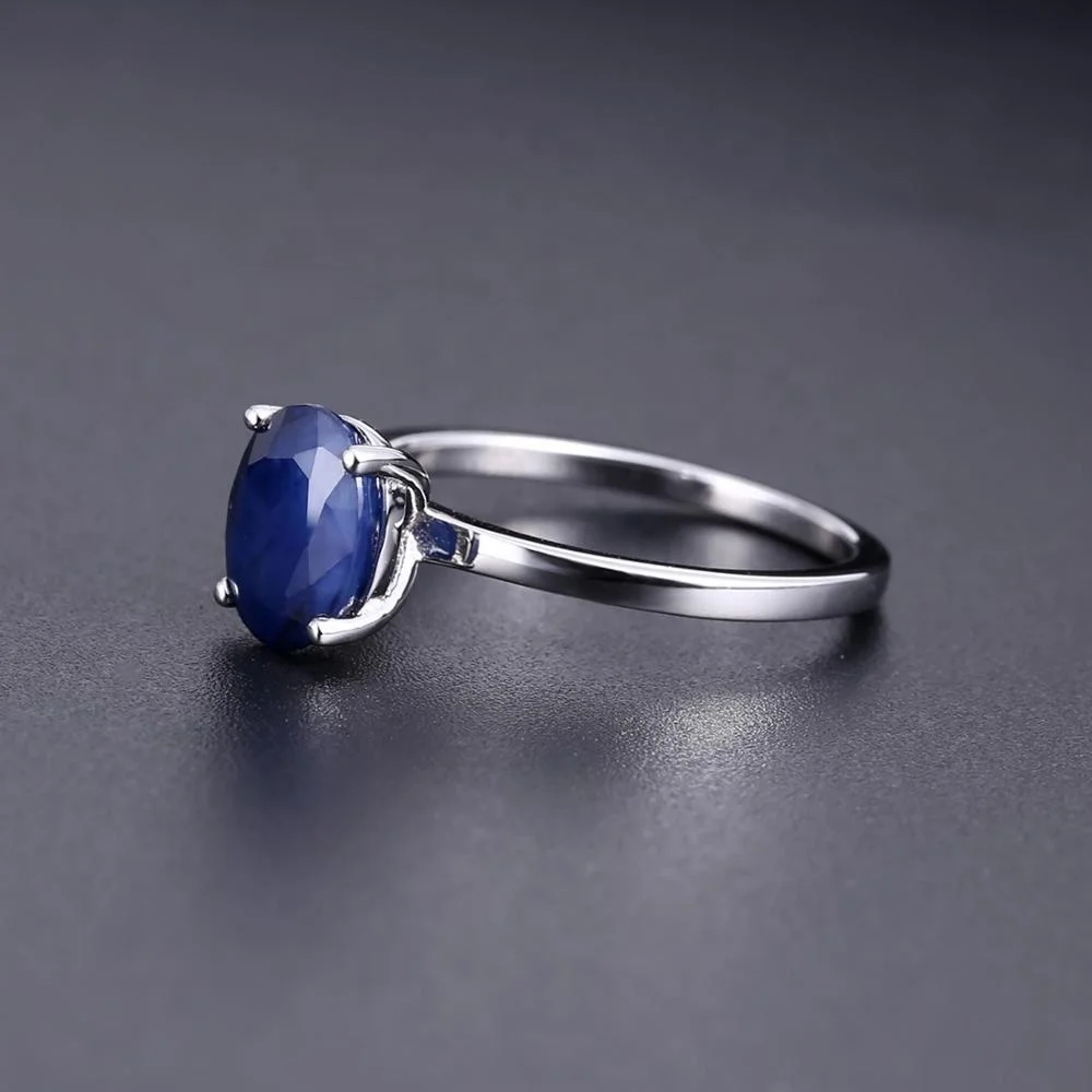 Abiding Simple Blue Sapphire Fashion Jewelry Oval Wedding Promise Ring ...