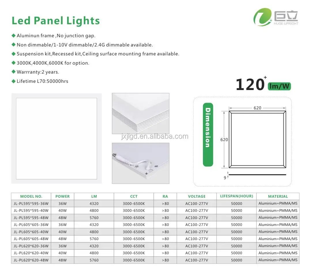 120lm/w High Lumen Led Panel Light 36w 40w 48w 620x620 - Buy Panel ...