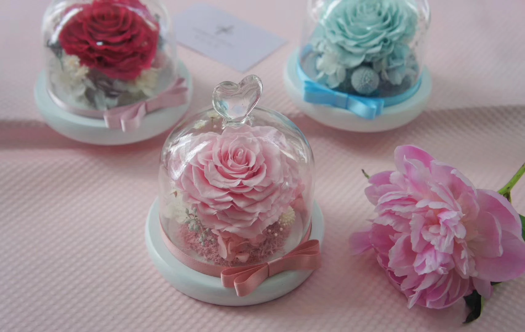 Love Eternity Stabilized Preserved Roses In Glass Tubes Dome For ...