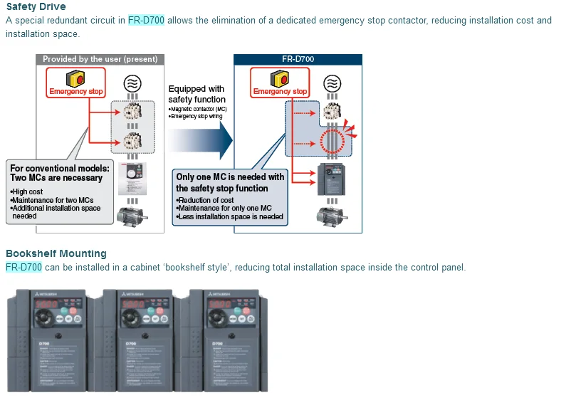 100% Original and New Mitsubishi FR-D700 Series Variable Frequency Drive FR-E740-2.2K-CHT ...