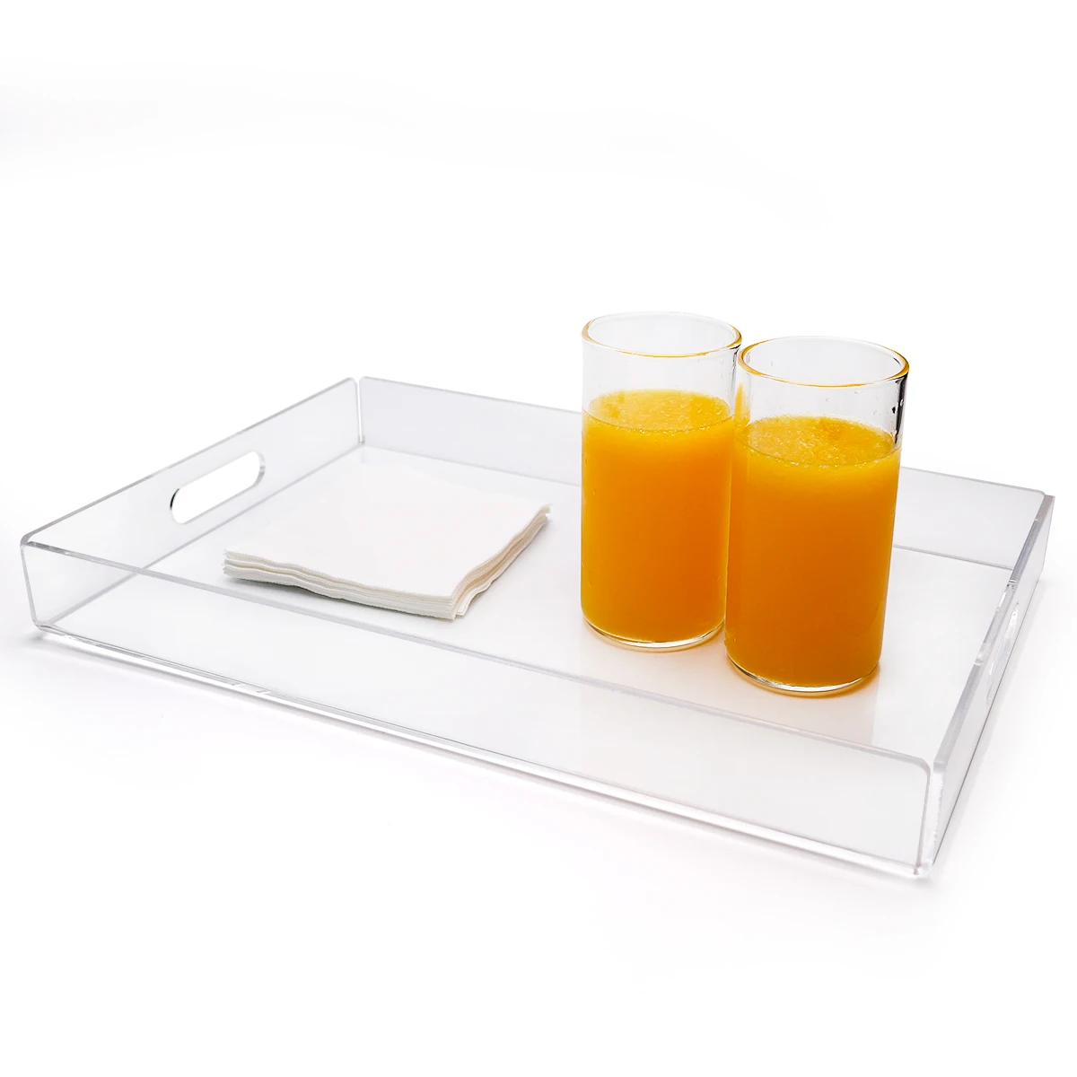 Wholesale Rectangle Clear Acrylic Serving Tray With Handles Bathroom ...