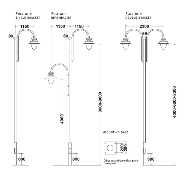 Typical Street Light Post Bottom Dimensions