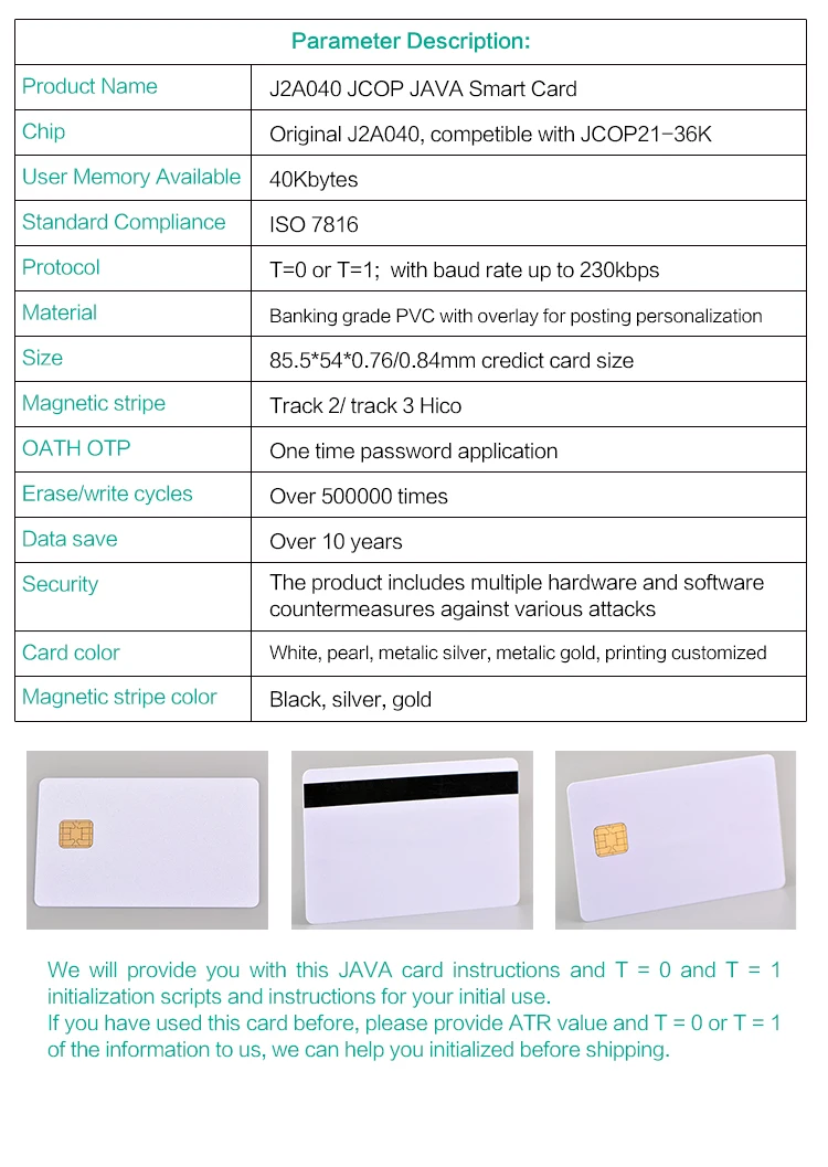 Factory Prepaid Visa Card J2A040 JAVA Jcop 21 - 36 40K